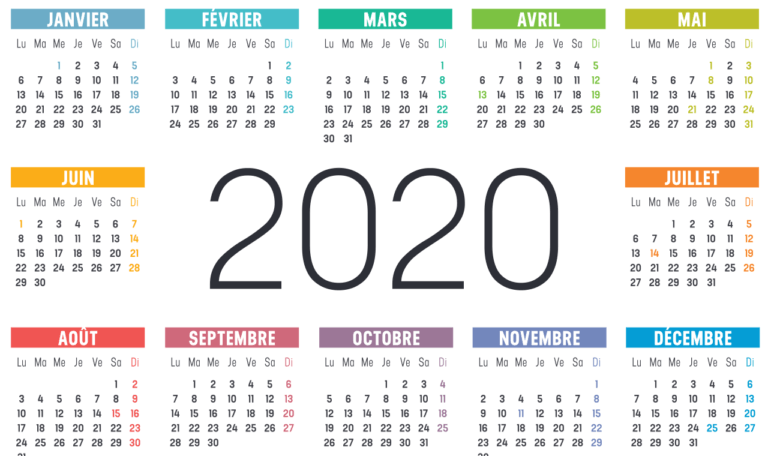 Calendrier 2020 des jours fériés - Jours fériés